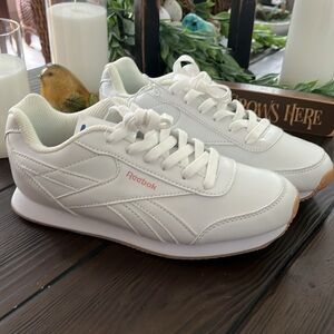Reebok | Shoes | Reebok White Sneakers With Light Pink Logo | Poshmark